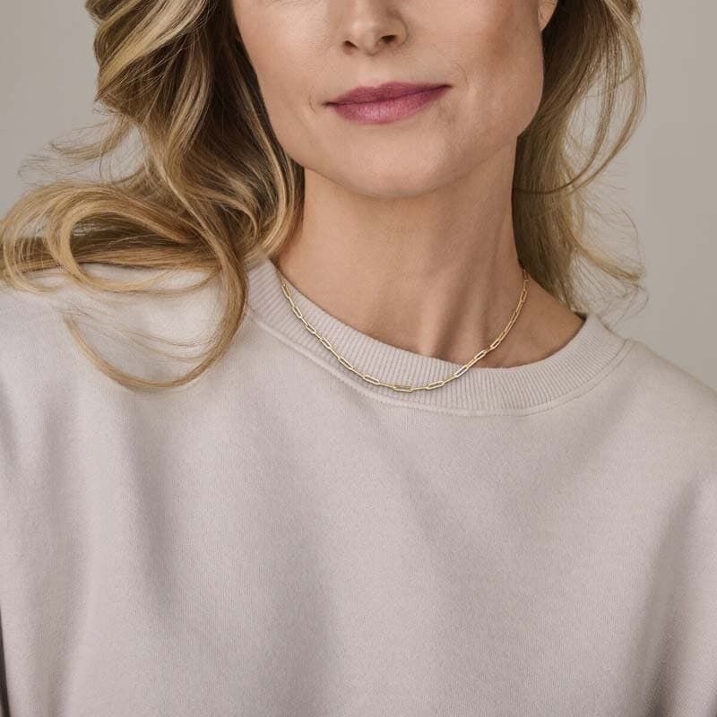 Geelgouden paperclip collier - 18k - 45 cm lang - Home Collection